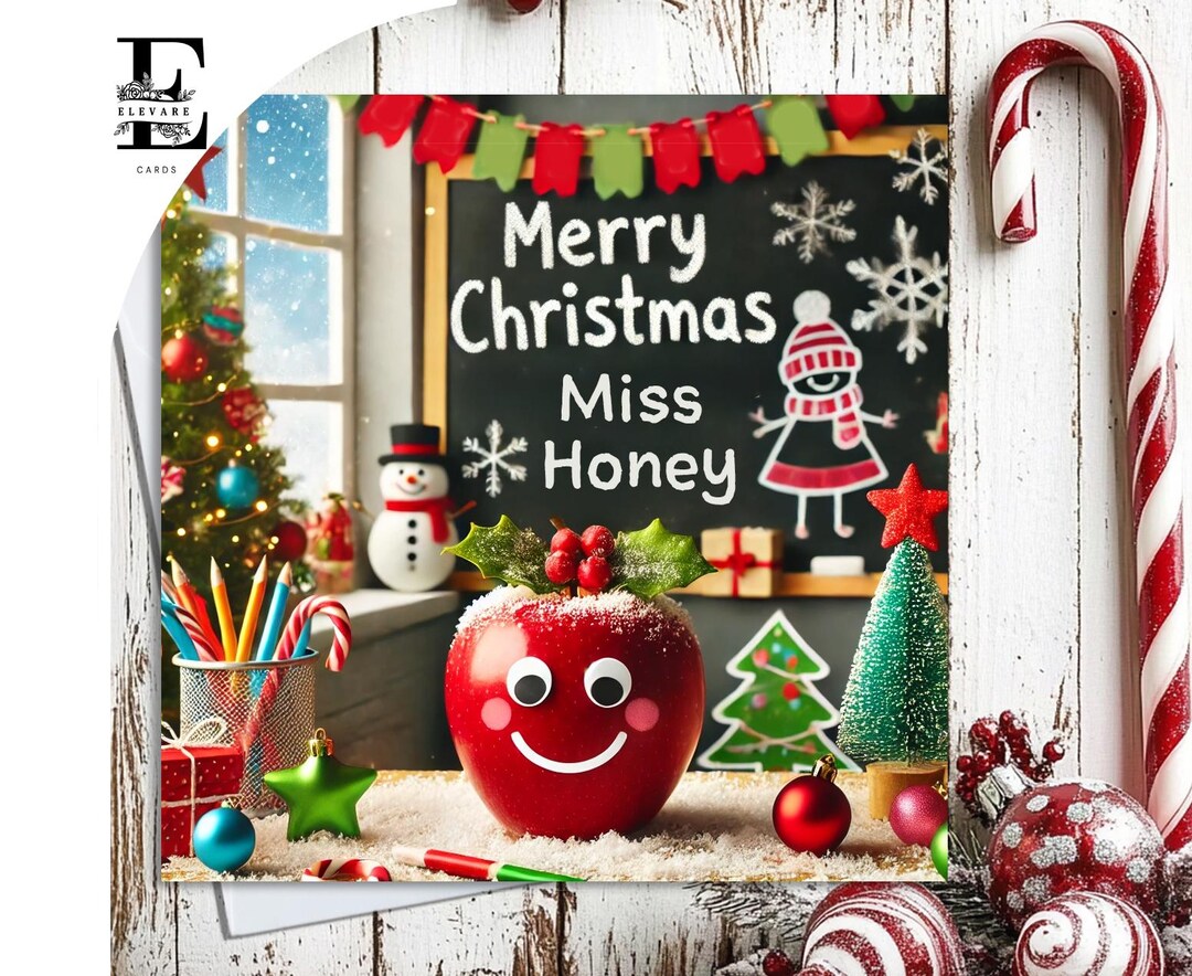 Merry Christmas Teacher Card, Christmas Teacher Apple. Pre School ...