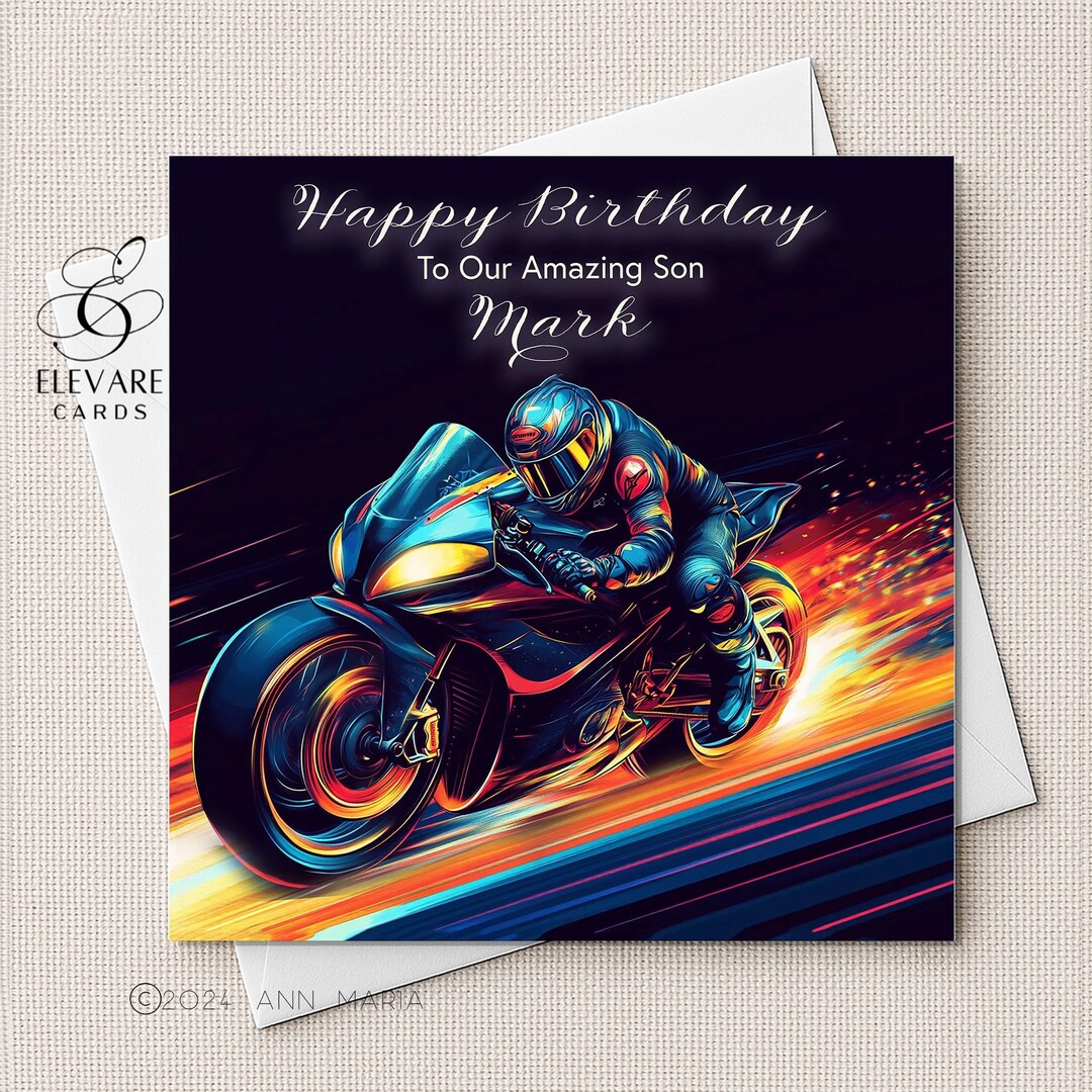 SUPER BIKE Birthday Card Fast Racing Motorbike for Men, Dad Son Brother ...