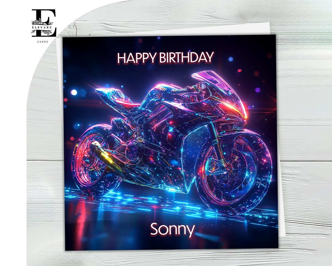 SUPER BIKE Birthday Card Fast Racing Motorbike for Men, Dad Son Brother ...