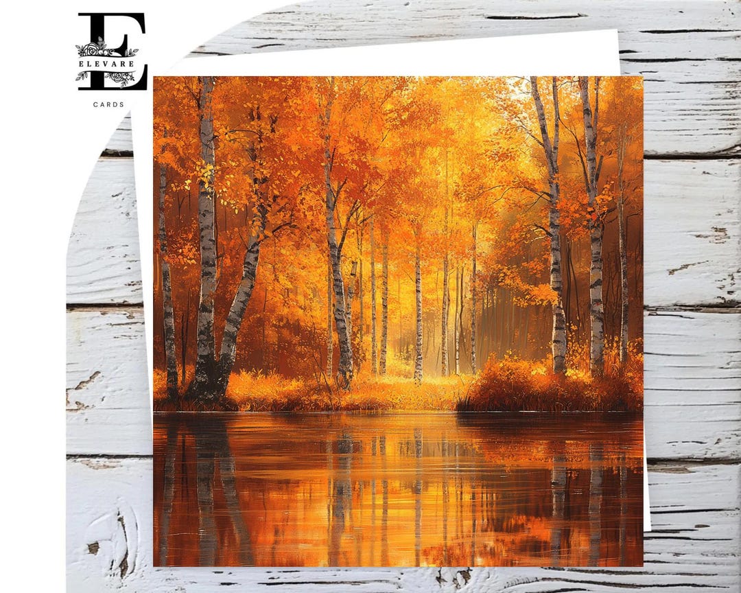 Impressionist Art, the Autumn Lakes and Woodland Artwork. Greeting ...