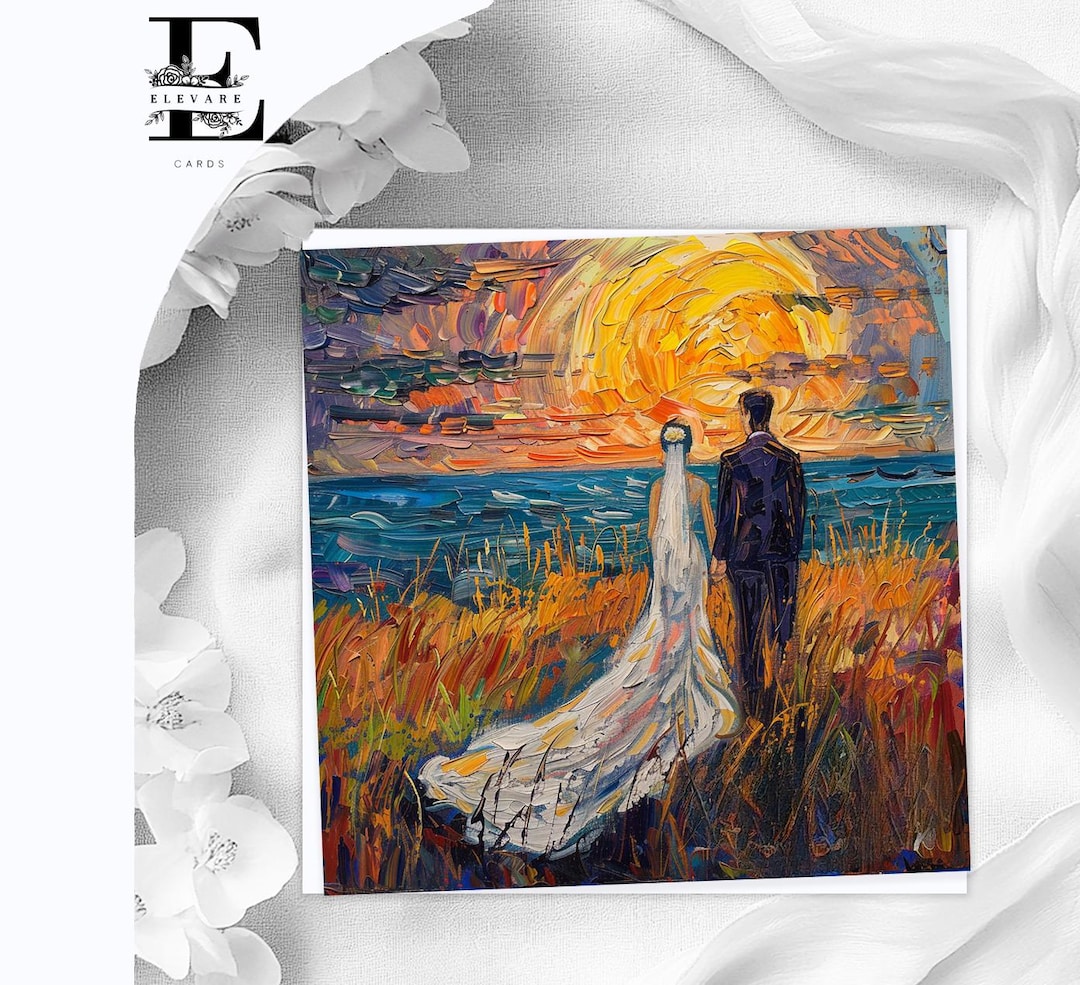 Wedding Card, Bride & Groom, Van Gogh Inspired Painting ...