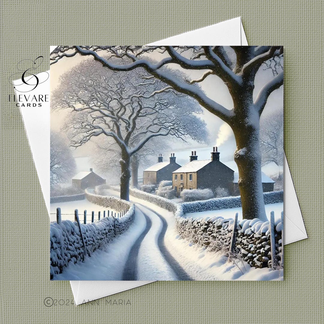 Winter Wonderland English Countryside Scene, Christmas Card Snow ...
