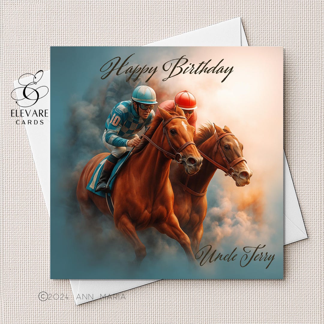 Horse Racing, Card | Poster. Personalised. for Him, Dad, Son, Grandad ...
