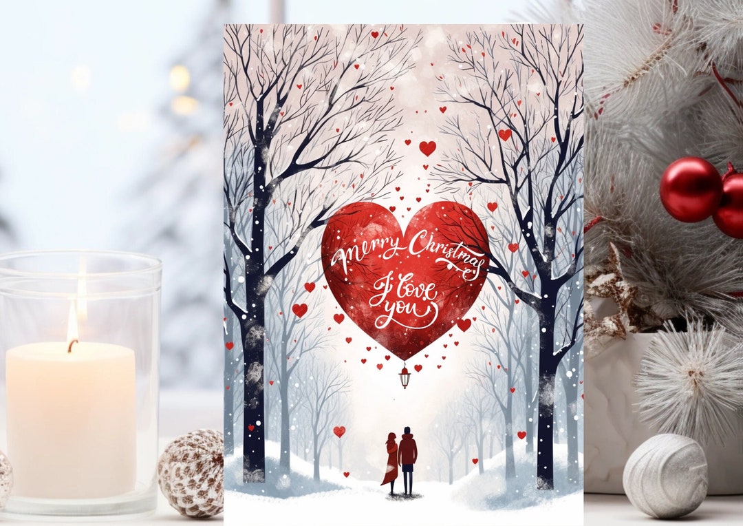Luxury Love Heart Christmas Card, I Love You, Partner, Wife, Husband ...