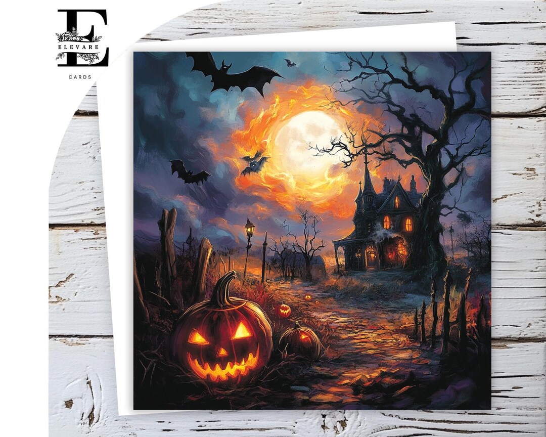 Impressionist Halloween Scary House Art, Scary Night Vincent Van Gogh ...