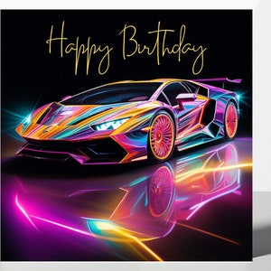 Personalised Fast Sports Car, Birthday Card for Men, Dad Son Brother ...