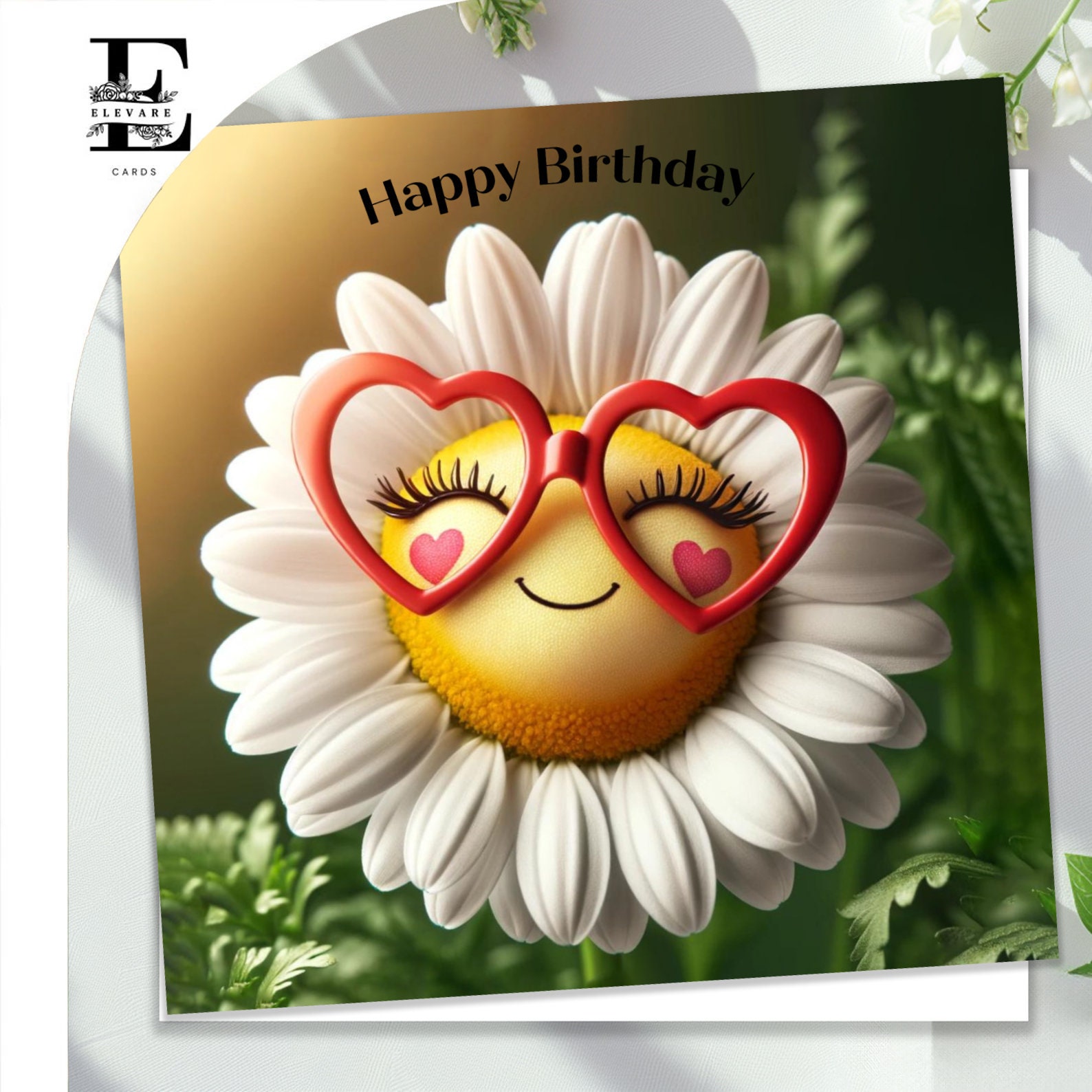 Birthday Card, Daisy Smile Face Flower, Whimsical Mum, Sister Niece ...