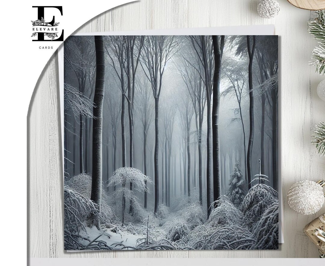 Beautiful Winter Woodland Scene, English Countryside Christmas Card ...