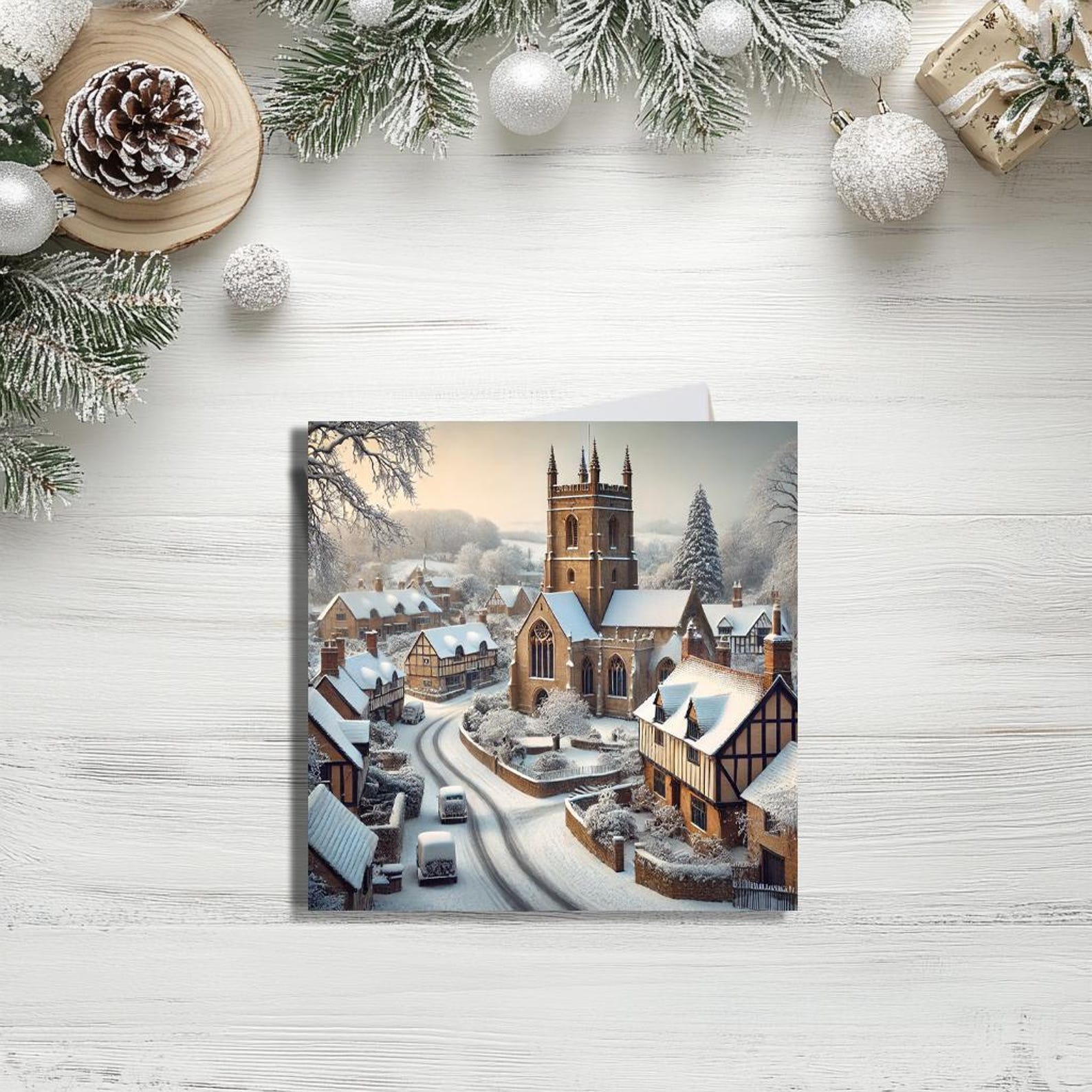 Winter Wonderland English Countryside Village Church Scene, Christmas ...