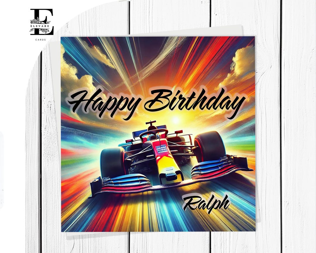 Formula One Birthday Card Fast Racing Car for Men, Dad Son Brother ...