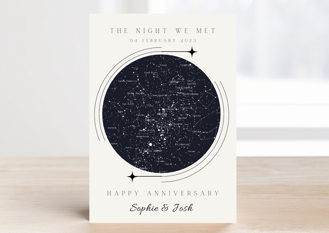 CONSTELLATION Star Maps & Charts Custom Date Anniversary Card Add Your ...