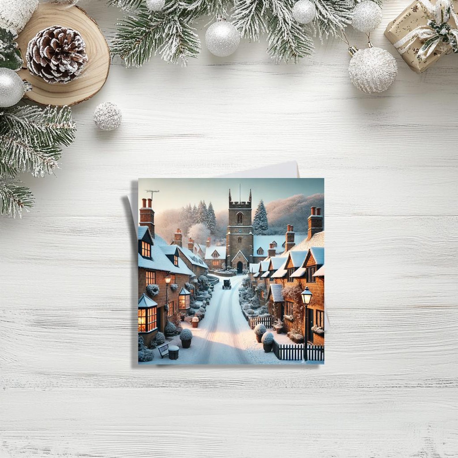 Winter Wonderland English Countryside Village Church Christmas Card ...
