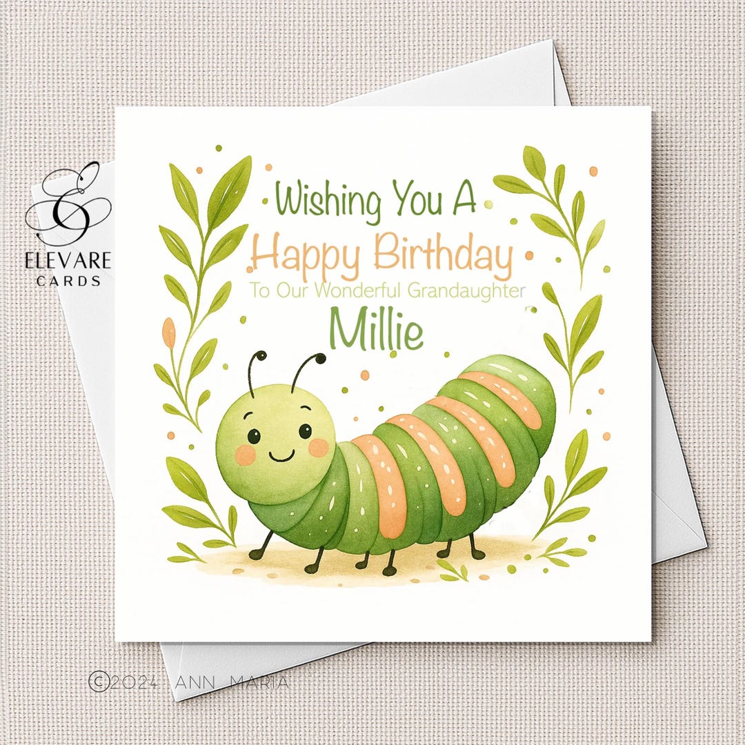Cute Caterpillar Card | Poster. Nursery Pastels Designed & Personalised ...