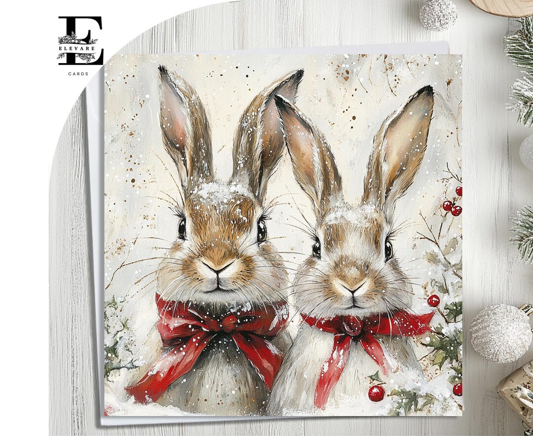 Wild Hares Christmas Card, Merry Christmas Mum and Dad, Lovely Couple ...
