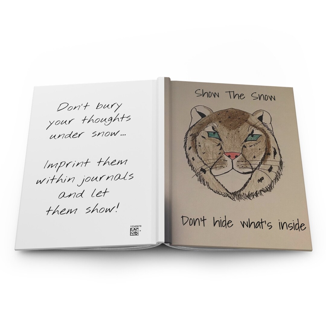 Hand Drawn Snow Leopard With Own Quote and Poem Hardcover Journal Matte ...