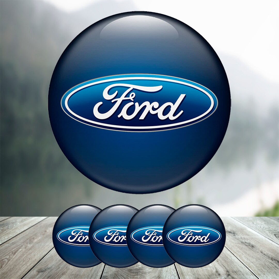 Set of 4 Pcs Ford Stickers Center Wheel Caps Decals High Quality Emblem ...