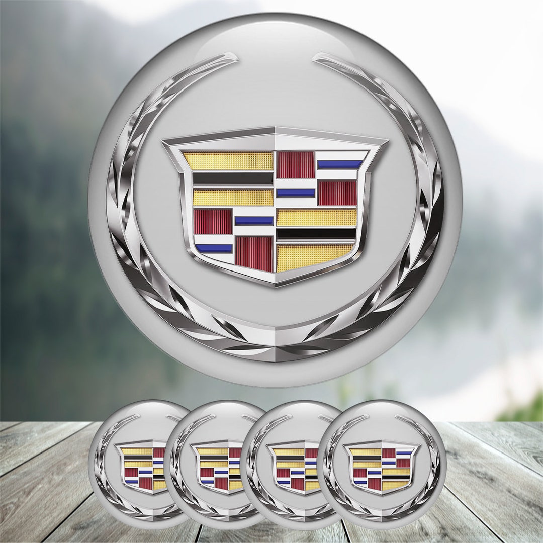 Set of 4 Pcs Cadillac Stickers Center Wheel Caps Decals High Quality ...