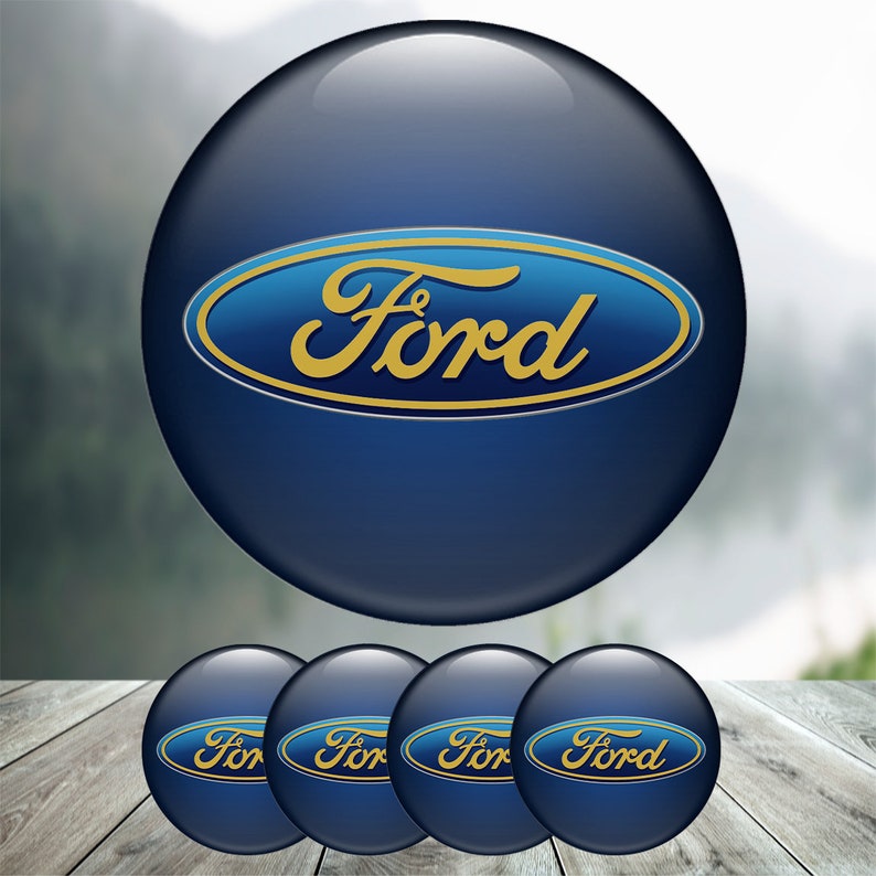 Set of 4 Pcs Ford Stickers Center Wheel Caps Decals High Quality Emblem ...