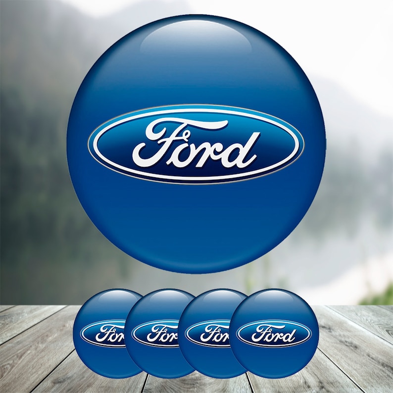 Set of 4 Pcs Ford Stickers Center Wheel Caps Decals High Quality Emblem ...
