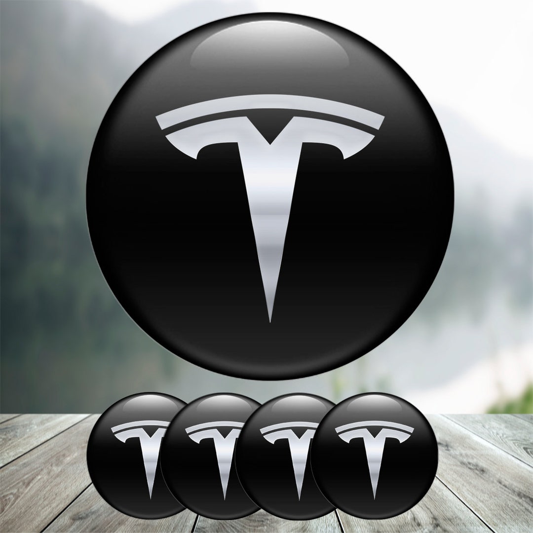 Set of 4 Pcs Tesla Stickers Center Wheel Caps Decals High Quality ...
