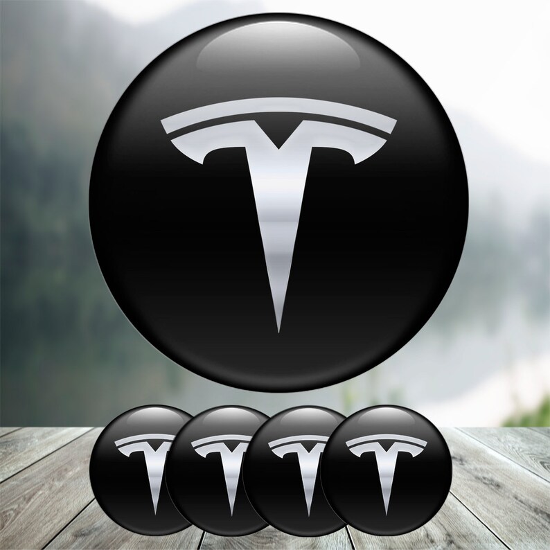 Set of 4 Pcs Tesla Stickers Center Wheel Caps Decals High Quality ...