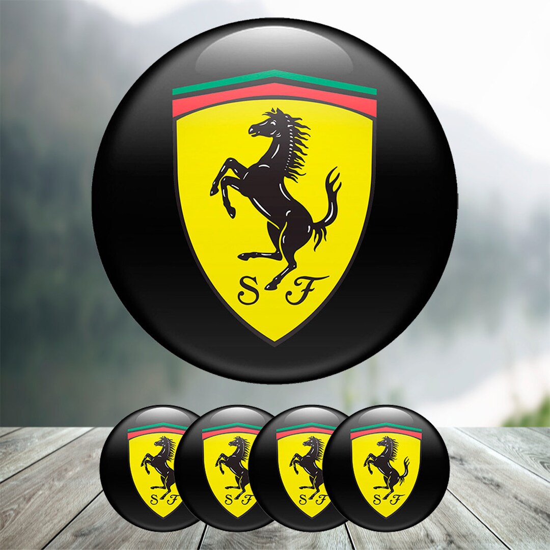 Set of 4 Pcs Ferrari Stickers Center Wheel Caps Decals High Quality ...