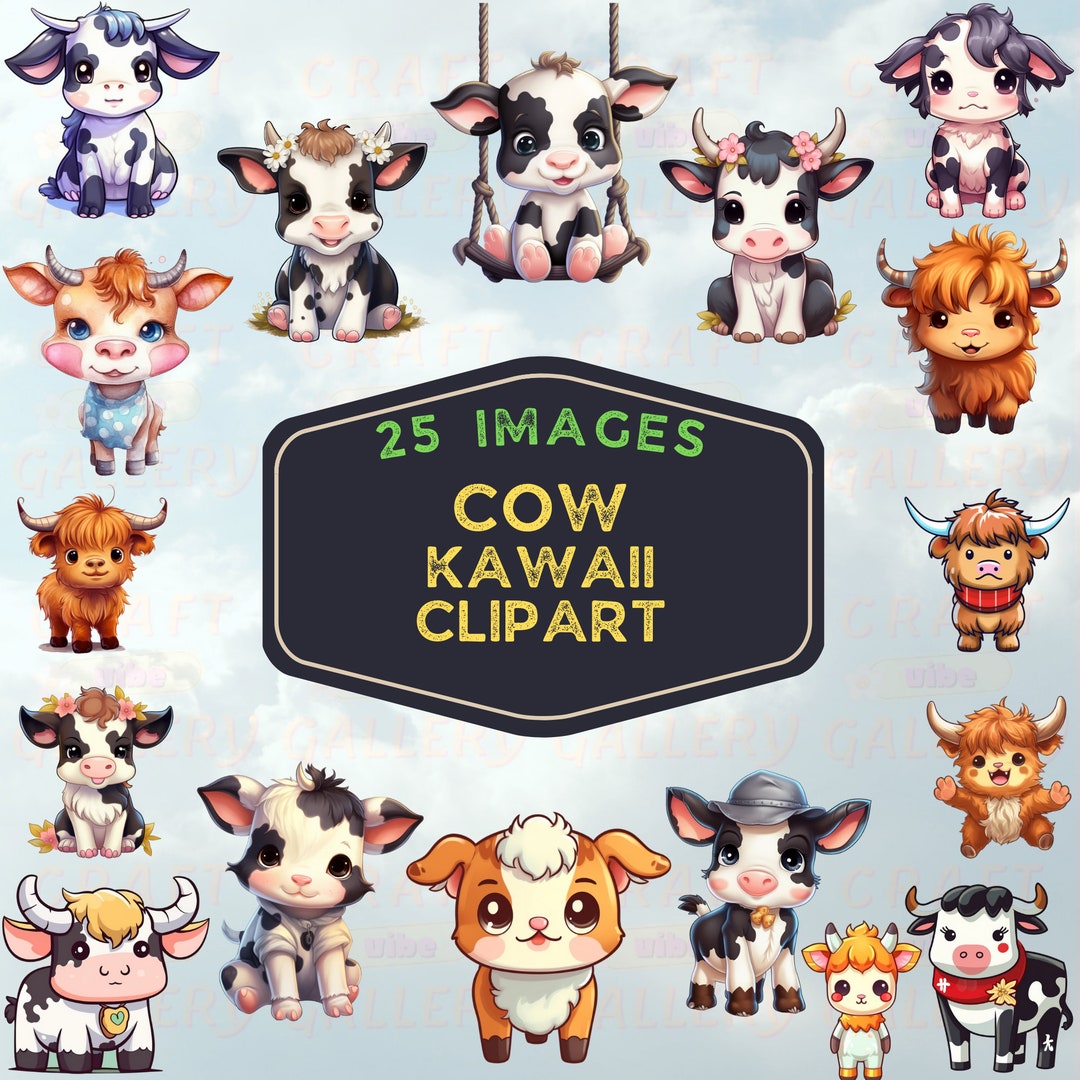 Cow Cute Clipart SET Cute Cow PNG Cow Clipart Highland Baby - Etsy New ...