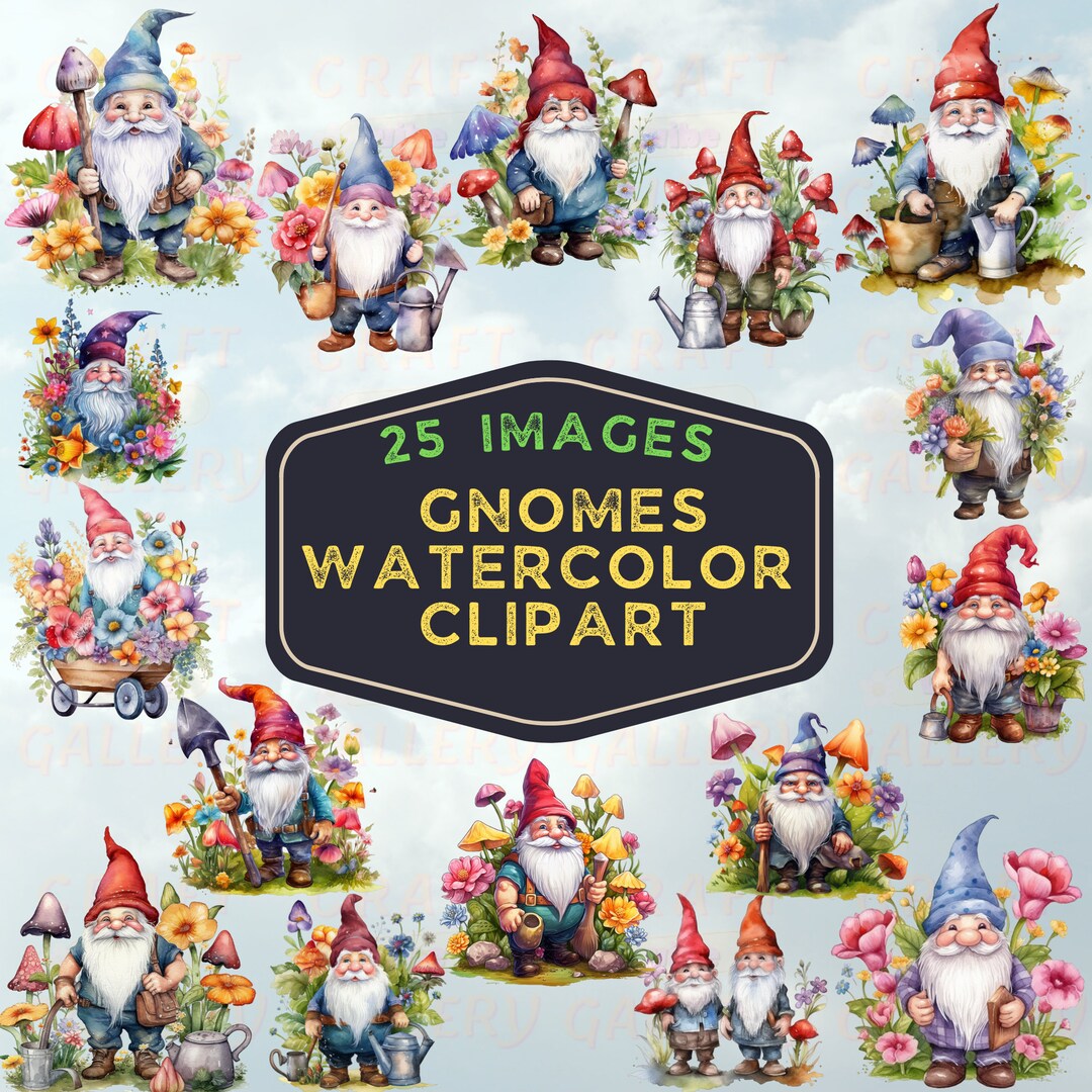 Gnomes Watercolor Clipart Bundle, Magical Enchanting Fairytale ...