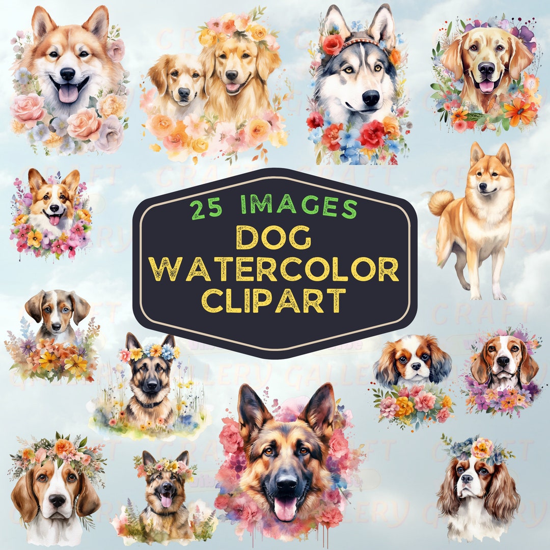 Dog Watercolor Clipart Watercolor Puppies Clipart Dog PNG - Etsy