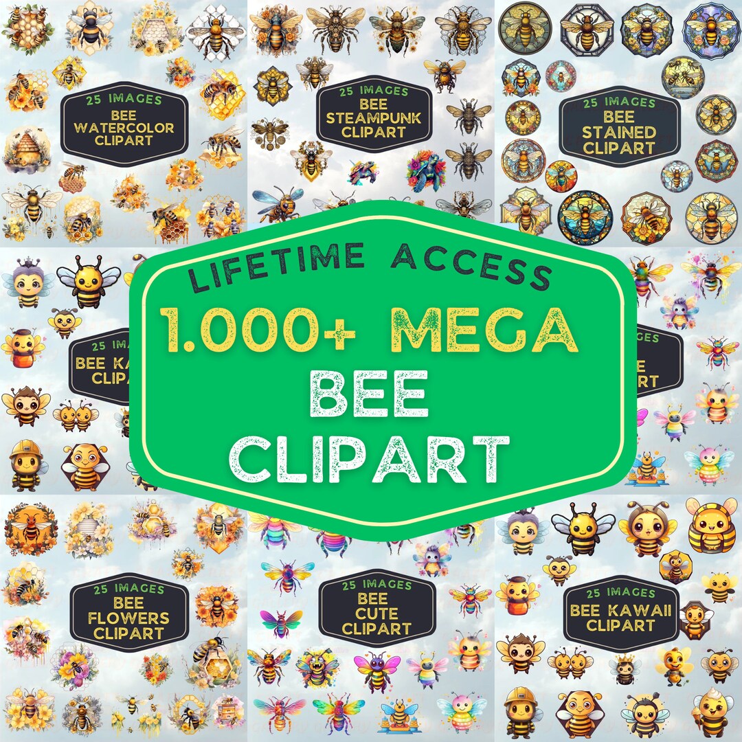 Watercolor Honey Bee Clipart Bee Png Watercolor Clipart Etsy