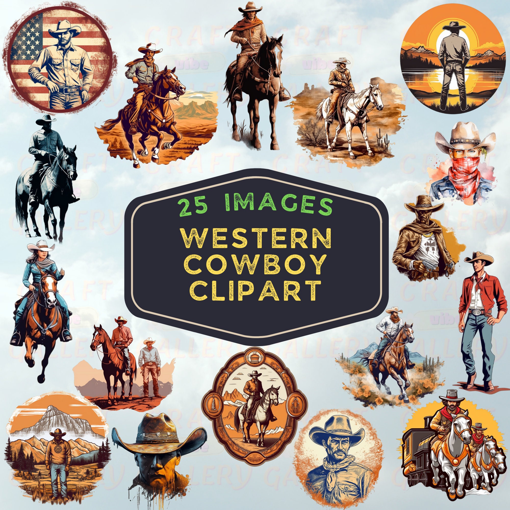 Western Watercolor Clipart Bundle, Wild West Images, Cowboy ...