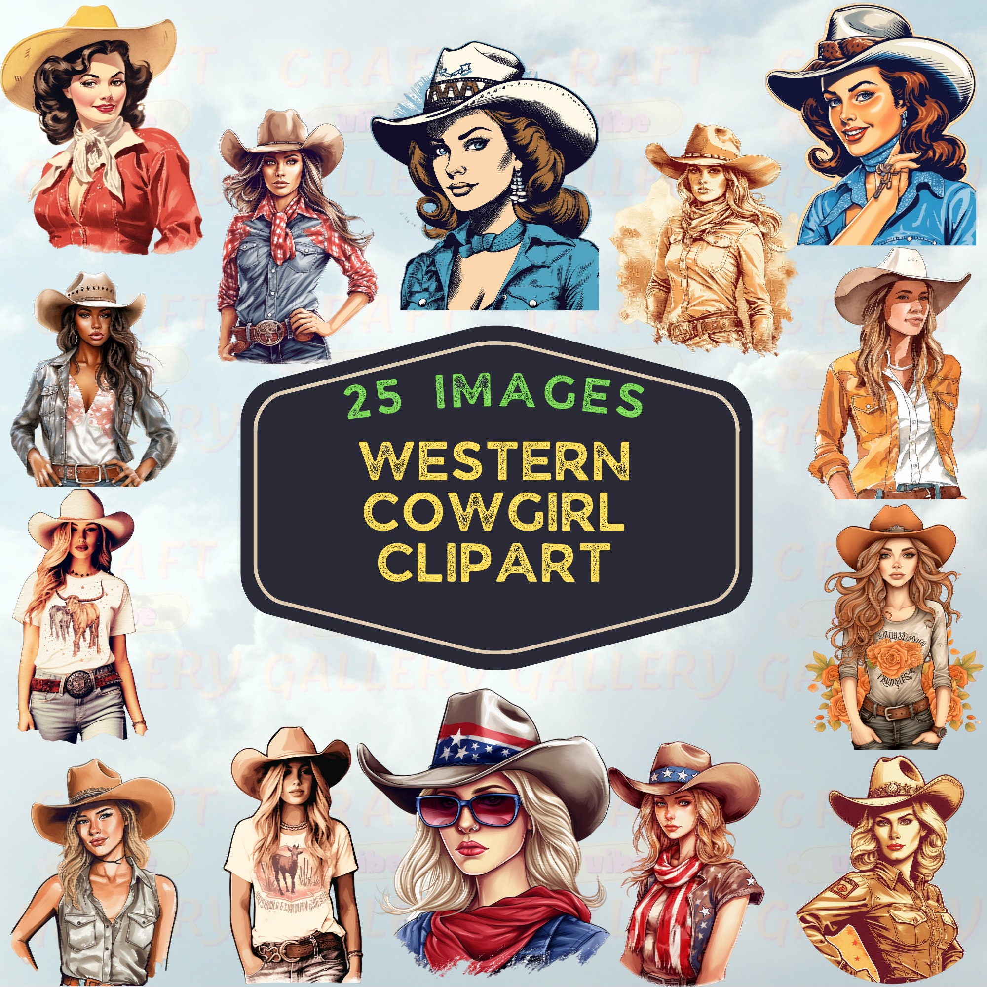 Watercolour Pastel Cowgirl Clipart Wild Western PNG, Cowgirl Clipart ...