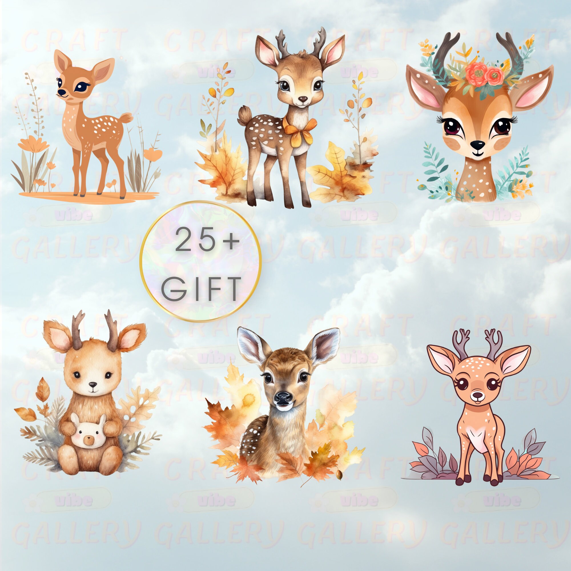 Deer Watercolor Clipart Bundle Cute Floral Deer Clipart - Etsy