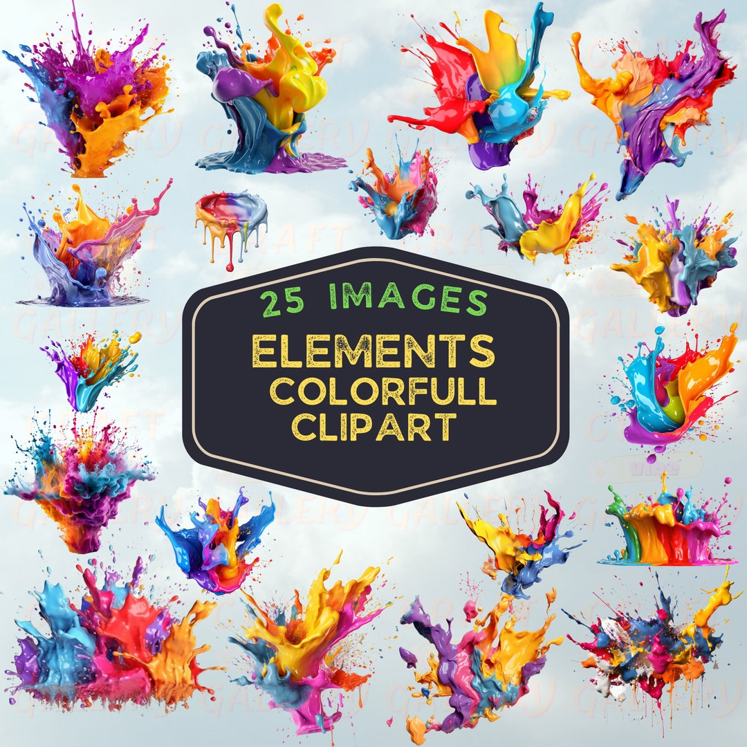 Rainbow Smudge Clip Art Colorful Rainbow Paint Elements Clip - Etsy