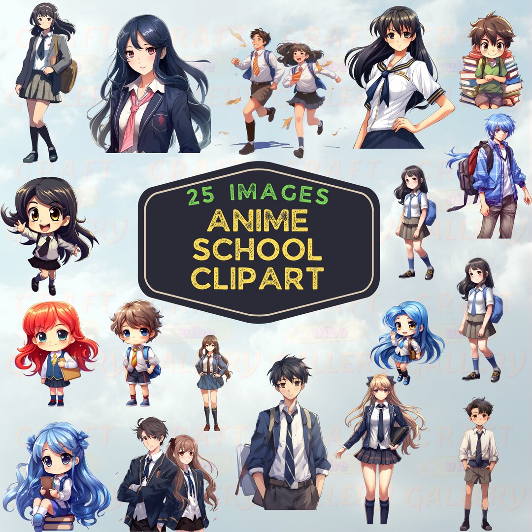 Anime Back to School Clipart Watercolor School Clipart Back - Etsy