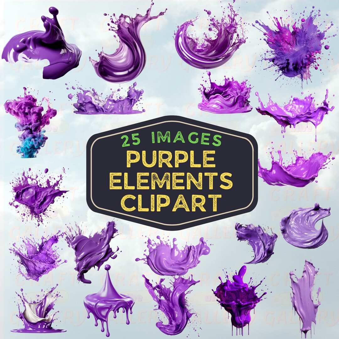 Purple Watercolor Splashes and Splotches Clipart Splat Hand - Etsy