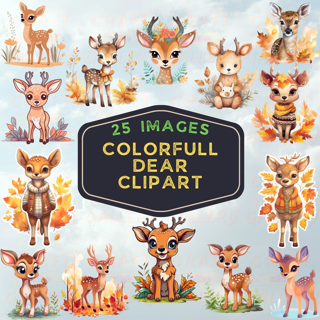 Deer Watercolor Clipart Bundle Cute Floral Deer Clipart - Etsy