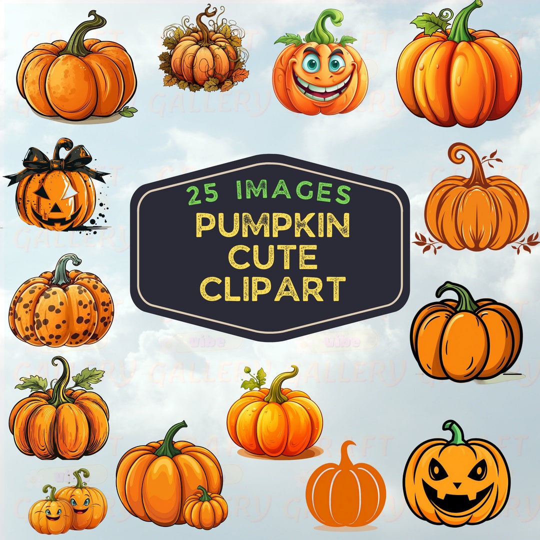 Pumpkin Cute Clipart Halloween Clipart PNG Pumpkin Clipart - Etsy