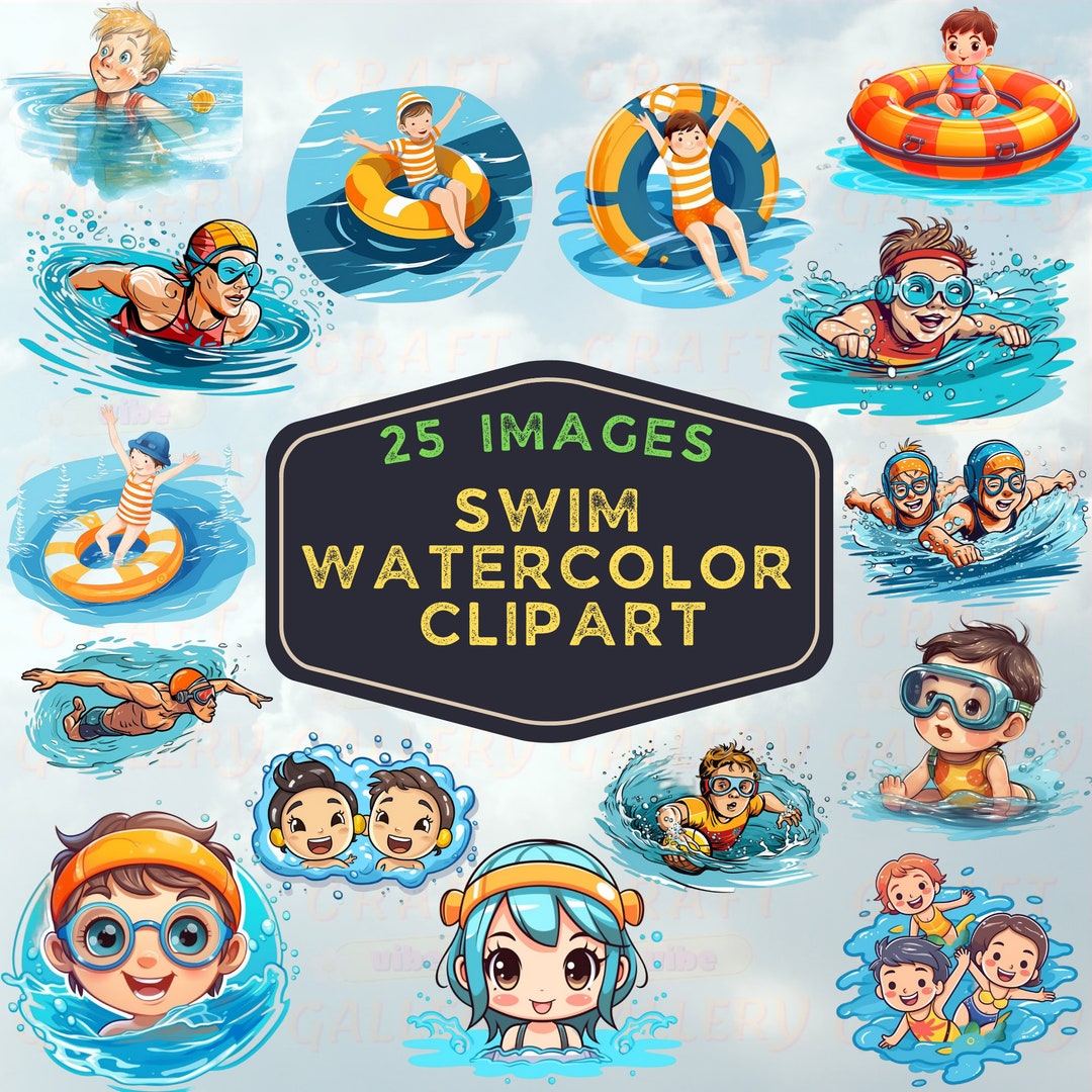 Swimmer PNG Clipart Bundle, Watercolor Swimming Snapshot, Athlete ...