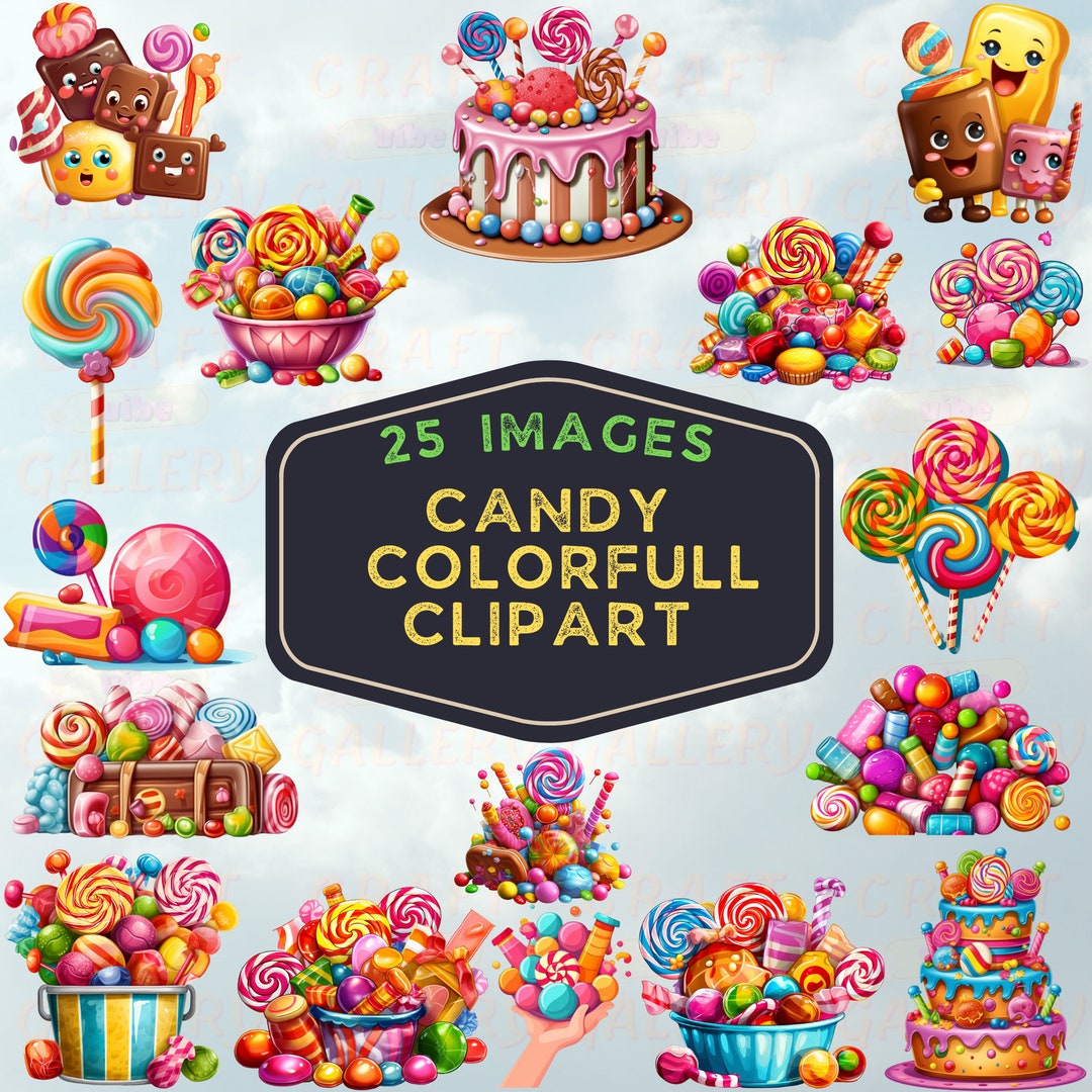 Rainbow Sweets Watercolor Clipart Fantasy Candies Pastel - Etsy