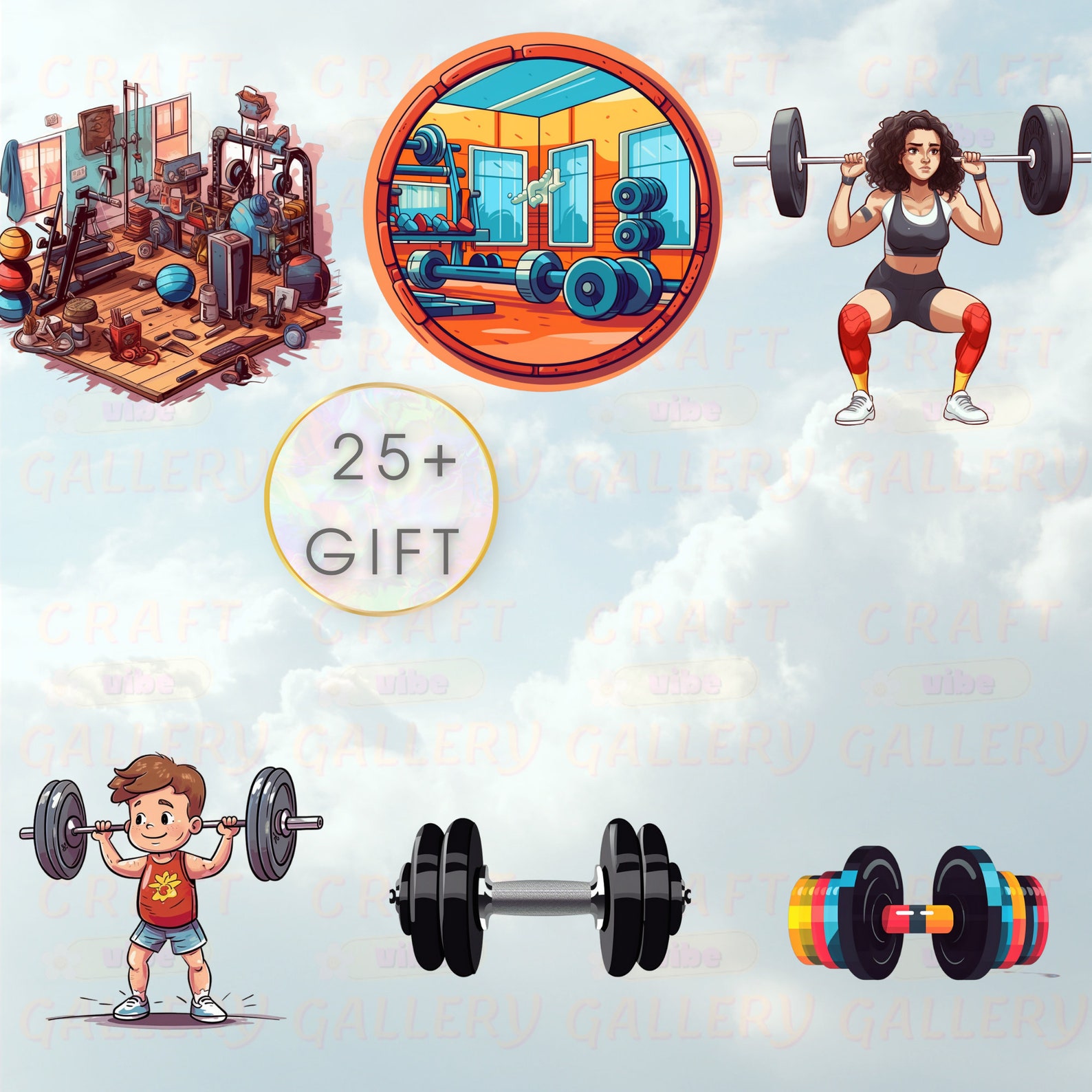 Watercolor Fitness Clipart, Workout Clipart, Gym and Fitness Poster ...