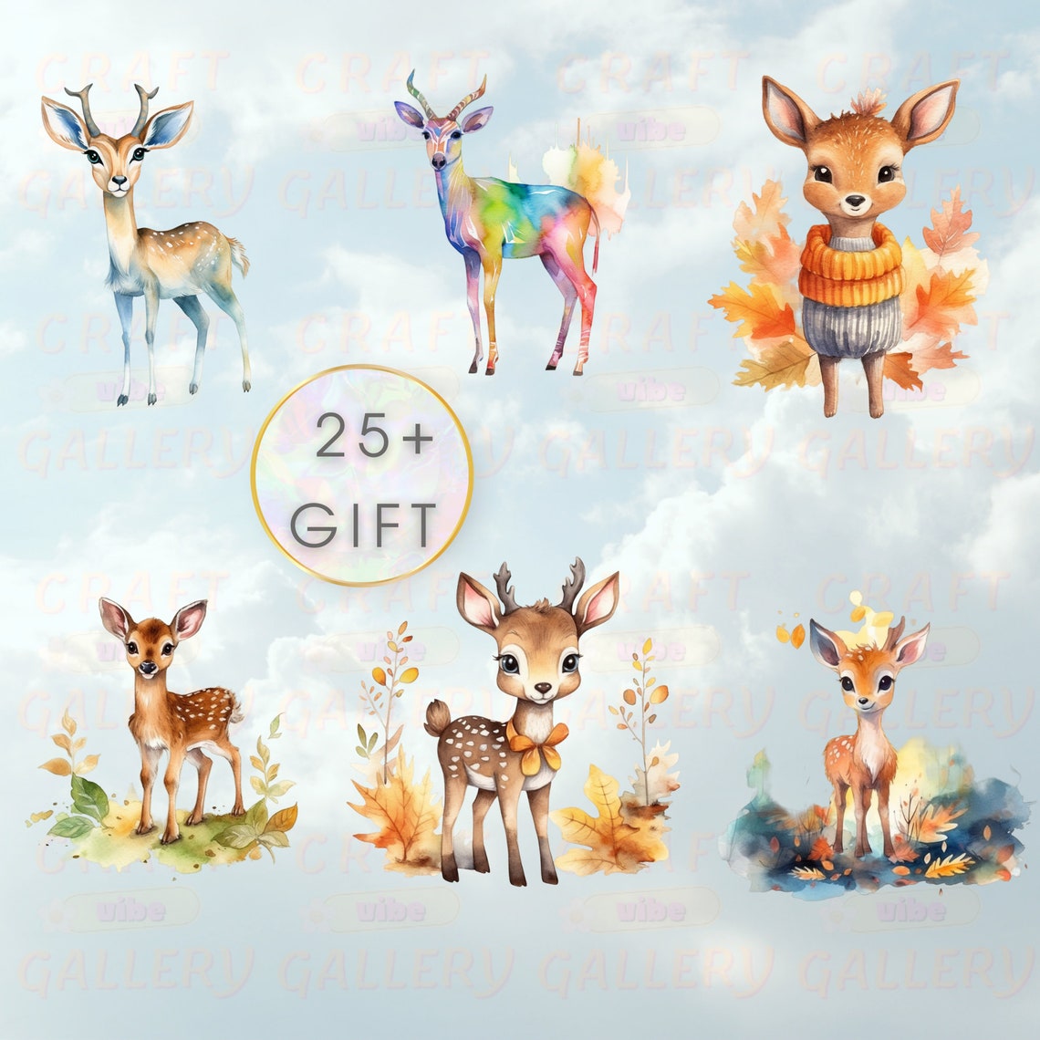 Watercolor Deer Clipart, Baby Deer Clipart, Watercolor Little Animal ...