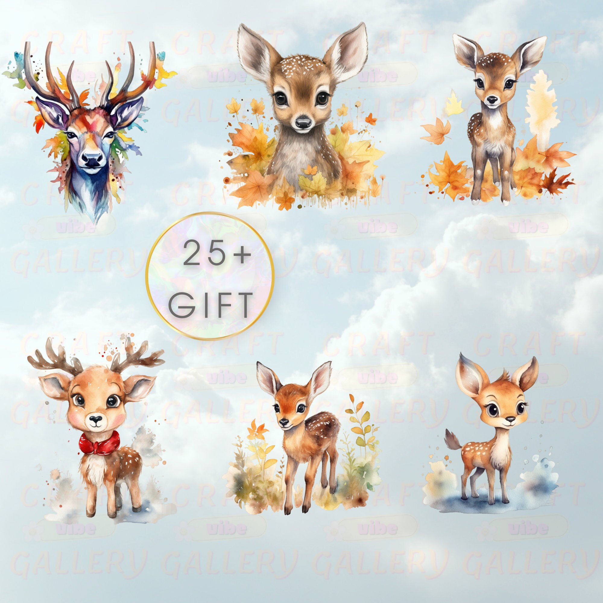 Watercolor Deer Clipart, Baby Deer Clipart, Watercolor Little Animal ...