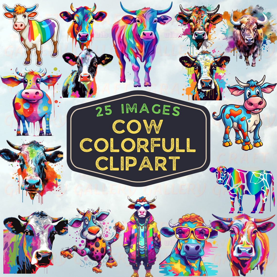 Colorful Cute Cow Clipart Cute Cow PNG Cow Clipart Cow - Etsy