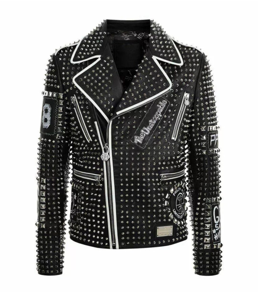 Fully Studded Jacket-new Men's Black Full Studded Embroidery Patches ...
