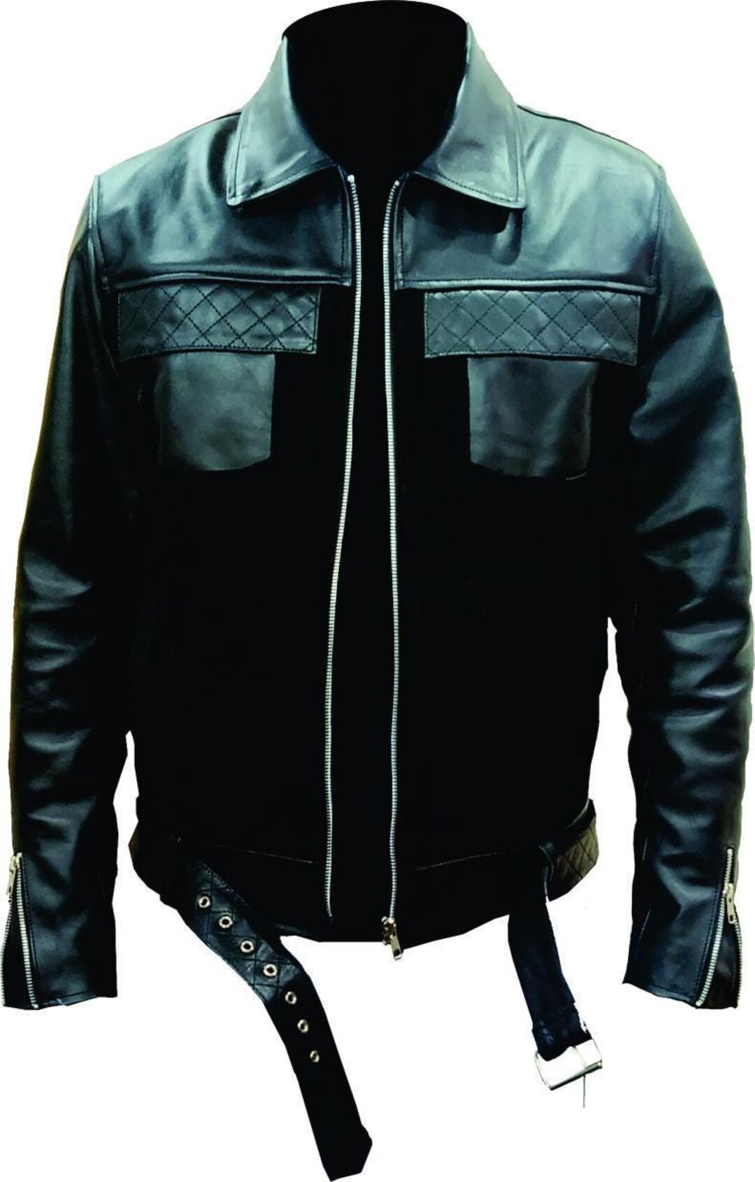 Men's Black Suede Biker Jacket: Belted Racer Style, YKK Zipper - Etsy