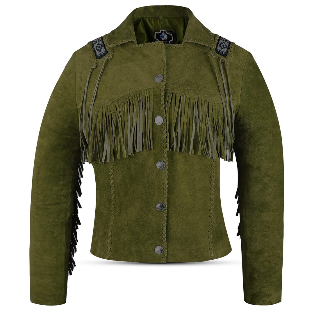 Handmade Olive Green Suede Fringe Jacket: Western Rodeo Style - Etsy