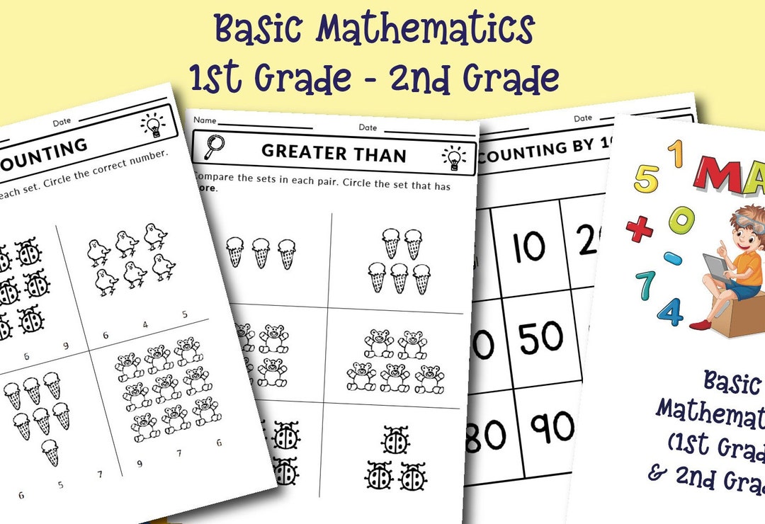 44 Printable Basic Math Worksheets for 1st Graders and 2nd Graders - Etsy
