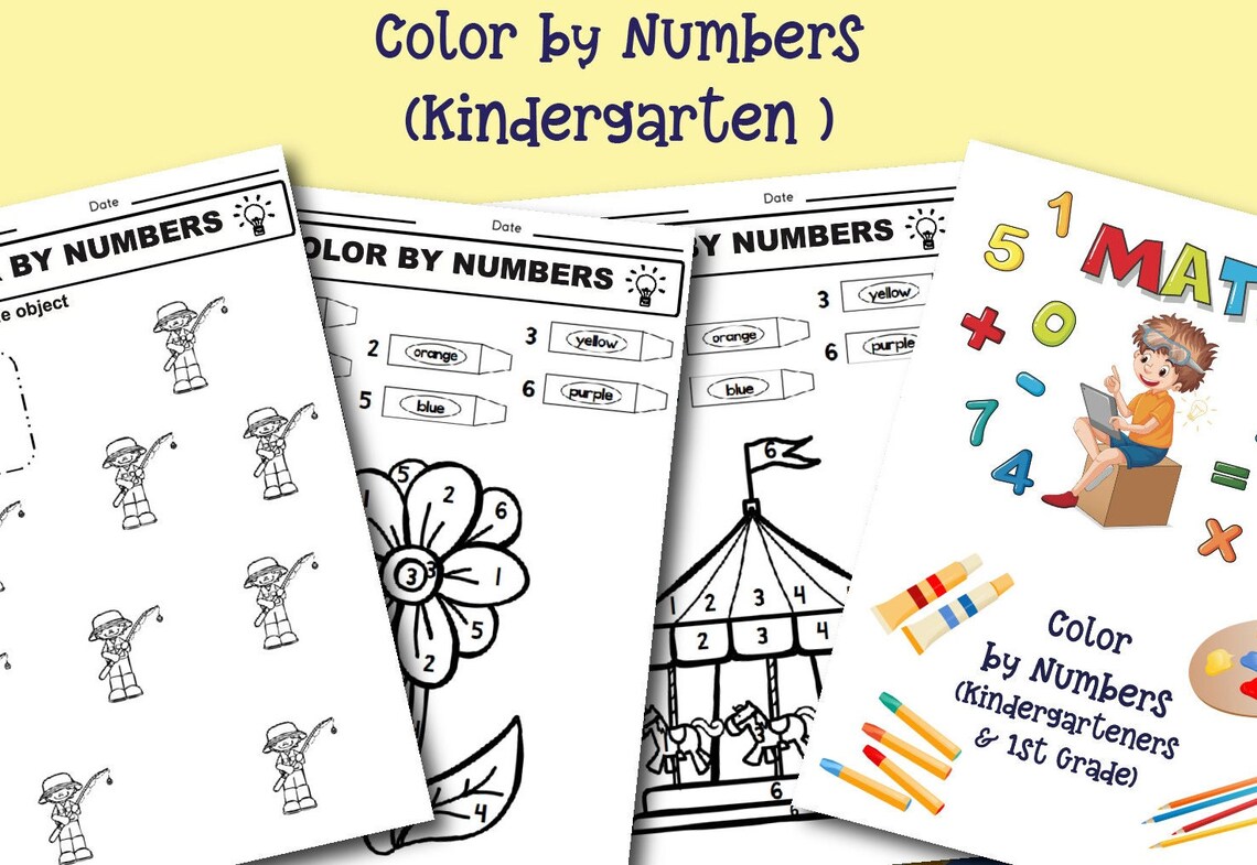 40 Printable Basic Math Worksheets for Kindergarteners. Color by ...