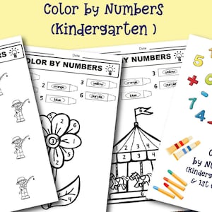 40 Printable Basic Math Worksheets for Kindergarteners. Color by ...